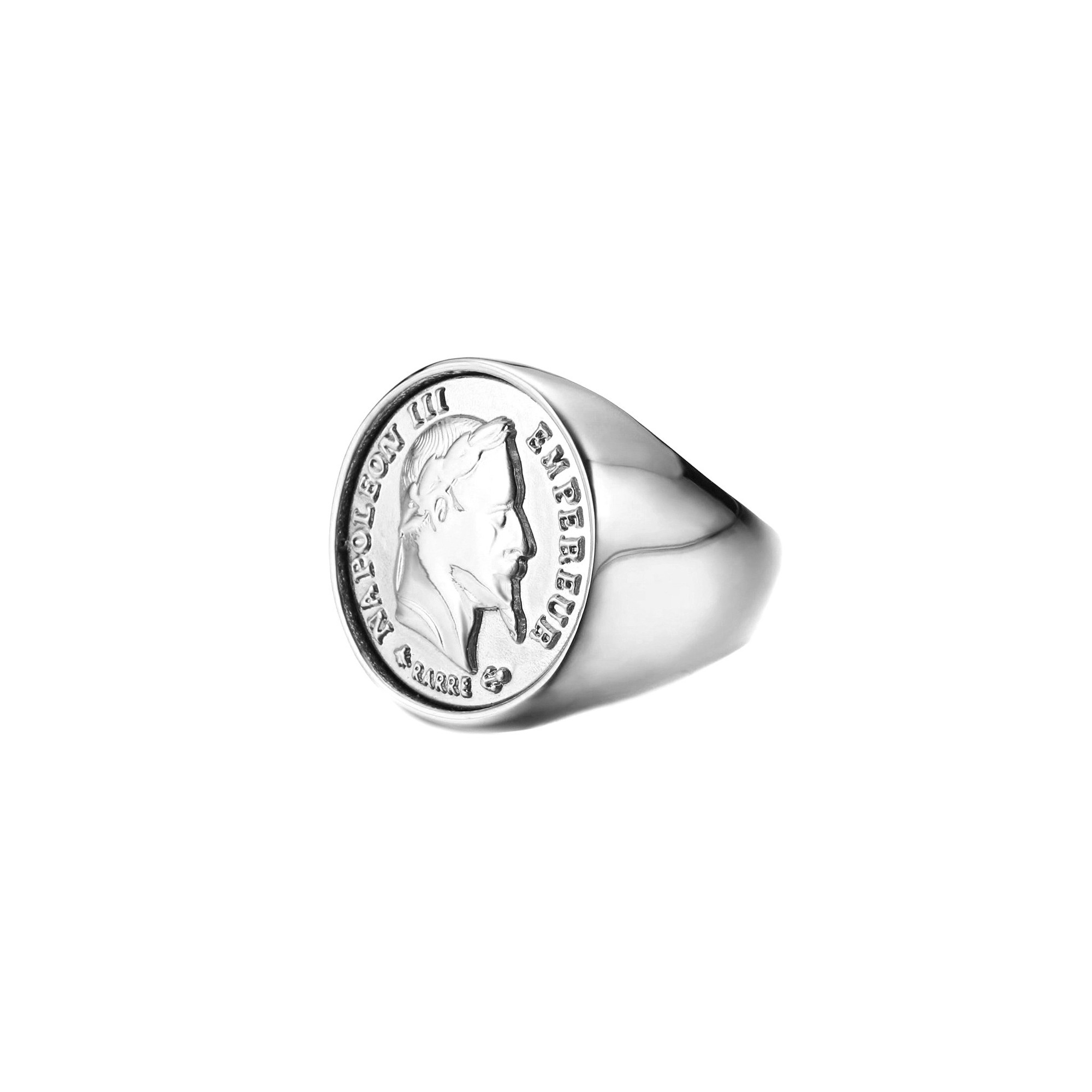 Napoleon men's ring in silver stainless steel