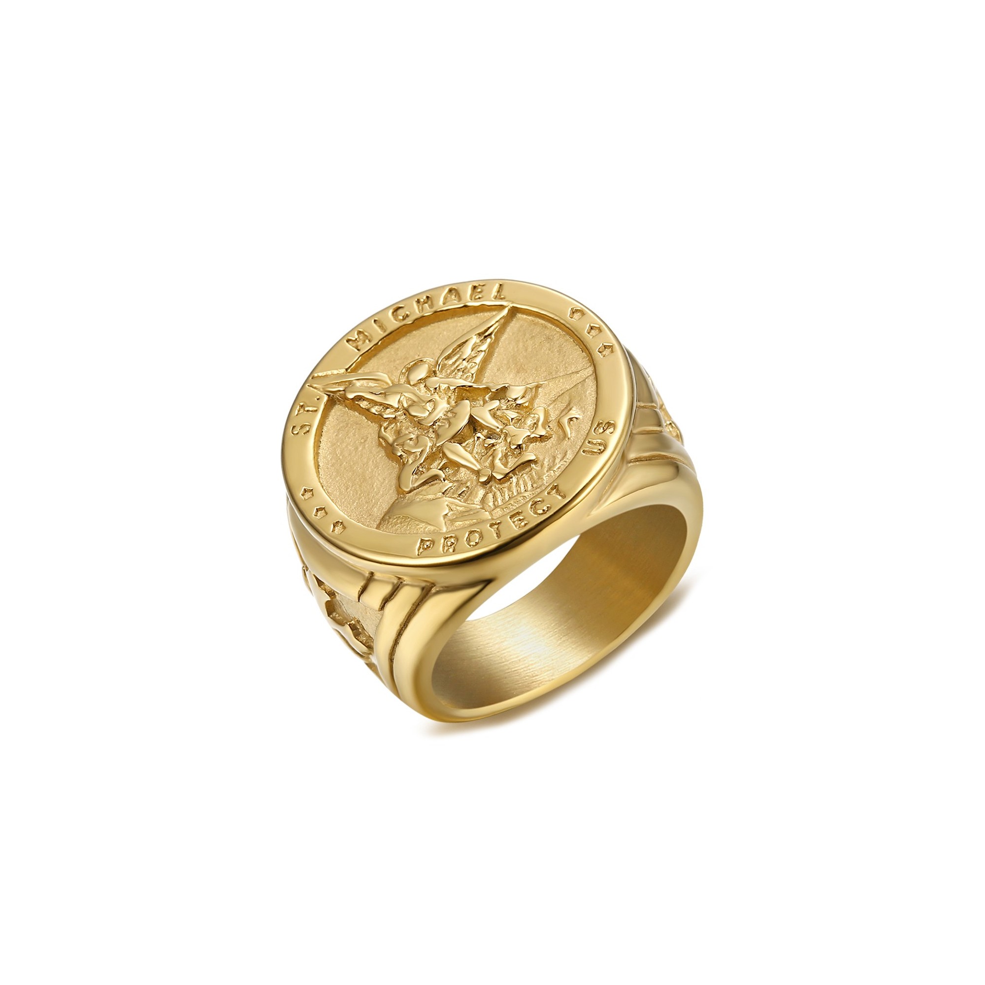 BOBIJOO Jewelry - Ring Signet Ring Man Protection Saint Michael-Plated ...