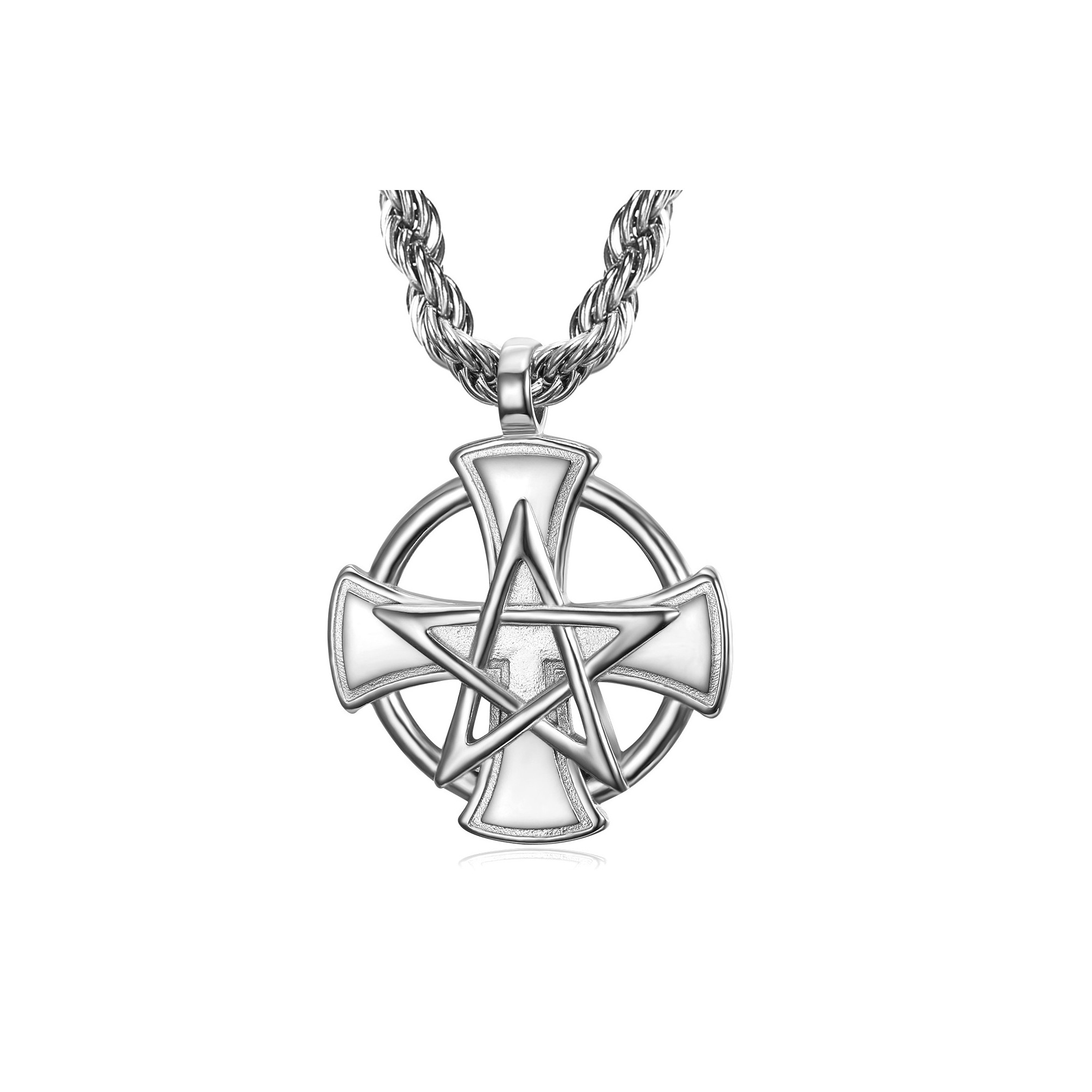 BOBIJOO Jewelry - Pendant Templar Cross Pentagrame Pentacle Mason - 24,90