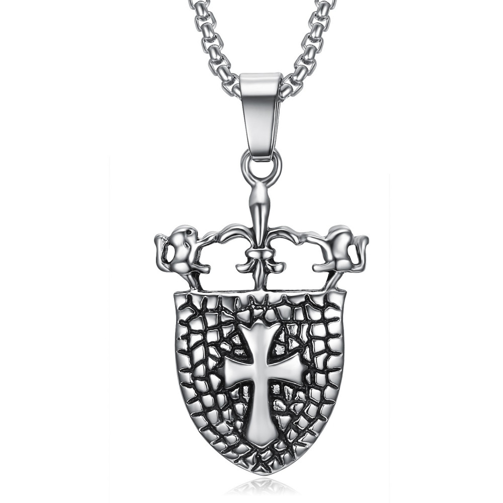 BOBIJOO Jewelry - Ciondolo Reale Scudo Fleur de Lis Leone Croce - 23,90