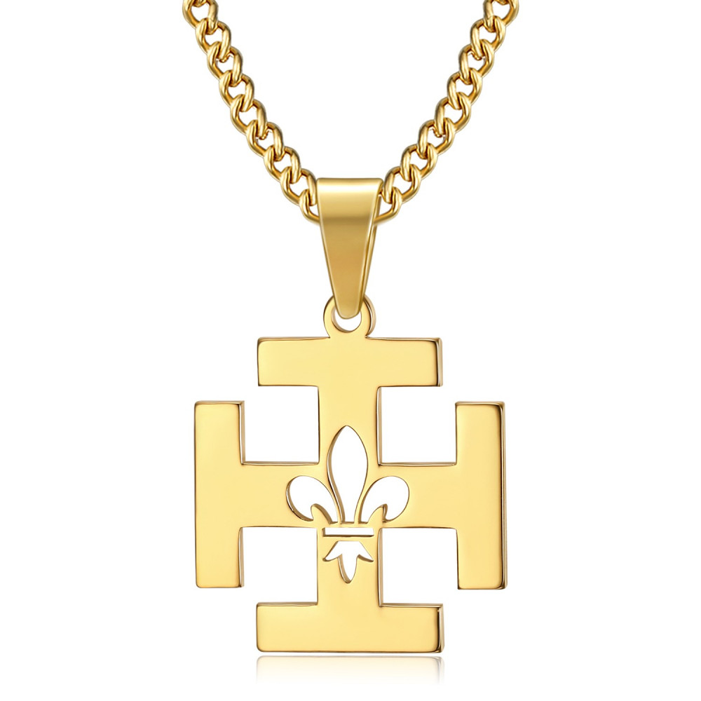 BOBIJOO Jewelry - Pendentif Scout France Croix Potencée Fleur de Lys Or ...