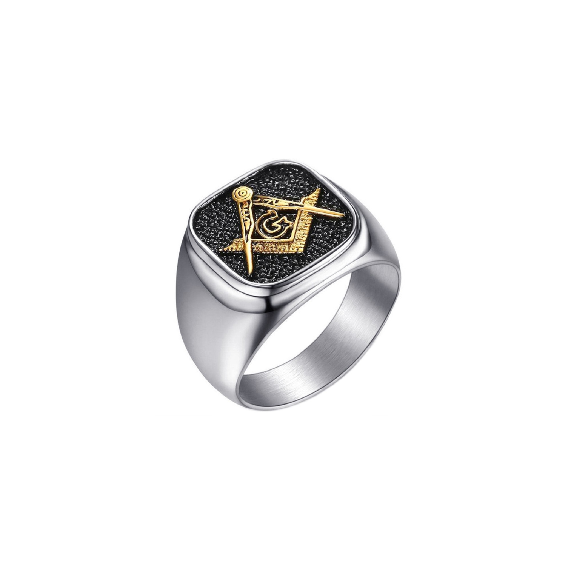 BOBIJOO Jewelry - Ring Signet ring Masonic Square Silver Gold G - 19,90