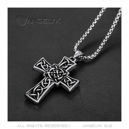 BOBIJOO Jewelry - Pendant Latin Cross Celtic Breton Turquoise stainless ...