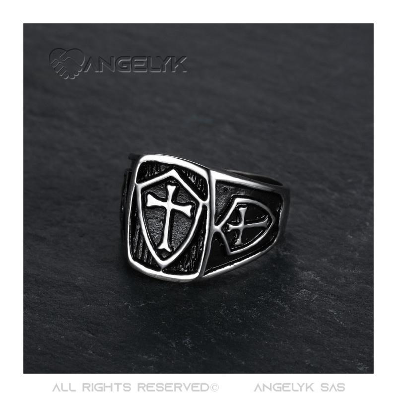 BOBIJOO Jewelry - Signet Ring Shield Templar Cross Silver - 19,90