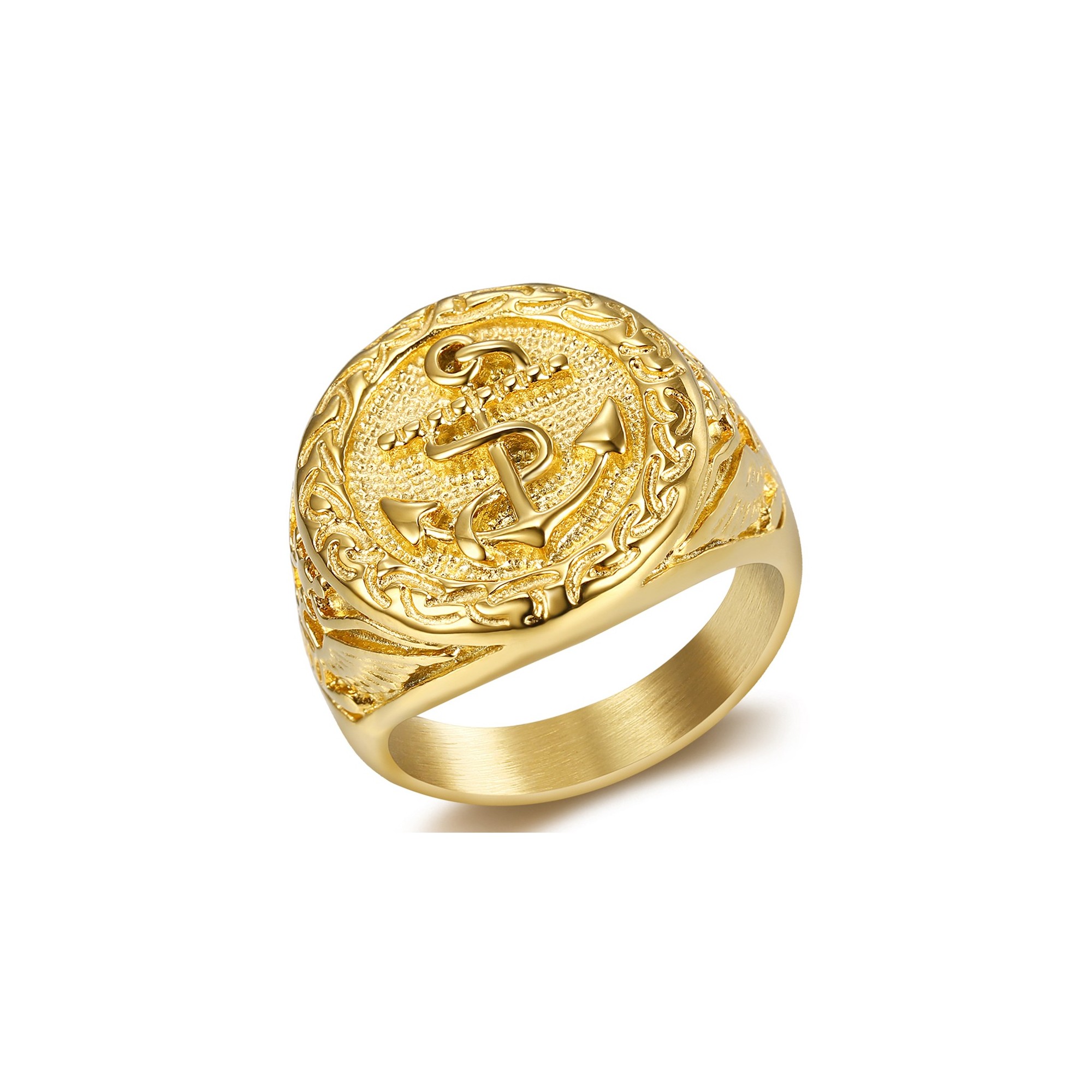 BOBIJOO Jewelry - Siegelring Goldener Ring Mann Anker Navy Gold Eagle ...