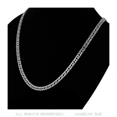 Chaîne maille gourmette argent | Homme Acier inoxydable 4mm 55cm