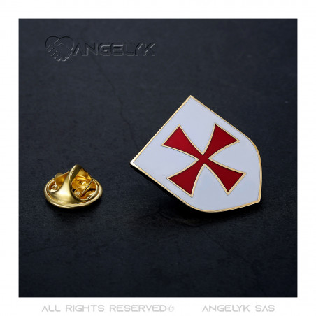 BOBIJOO Jewelry - Pine Shield Templar Knight White Cross Pattee Red - 7 ...