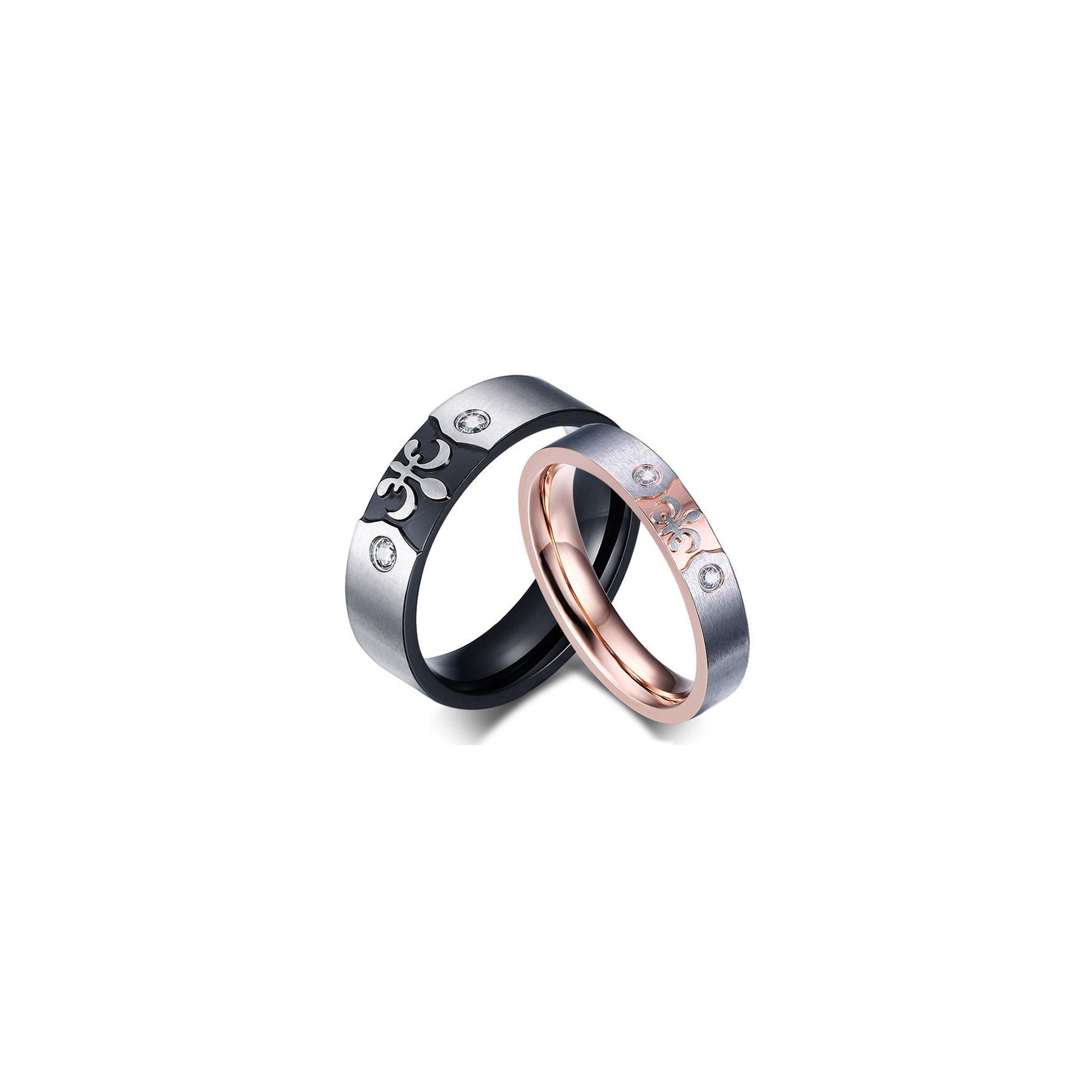 BOBIJOO Jewelry - Alliance-Ring, Ring, Rose-Gold-Schwarz Fleur-de-Lys ...