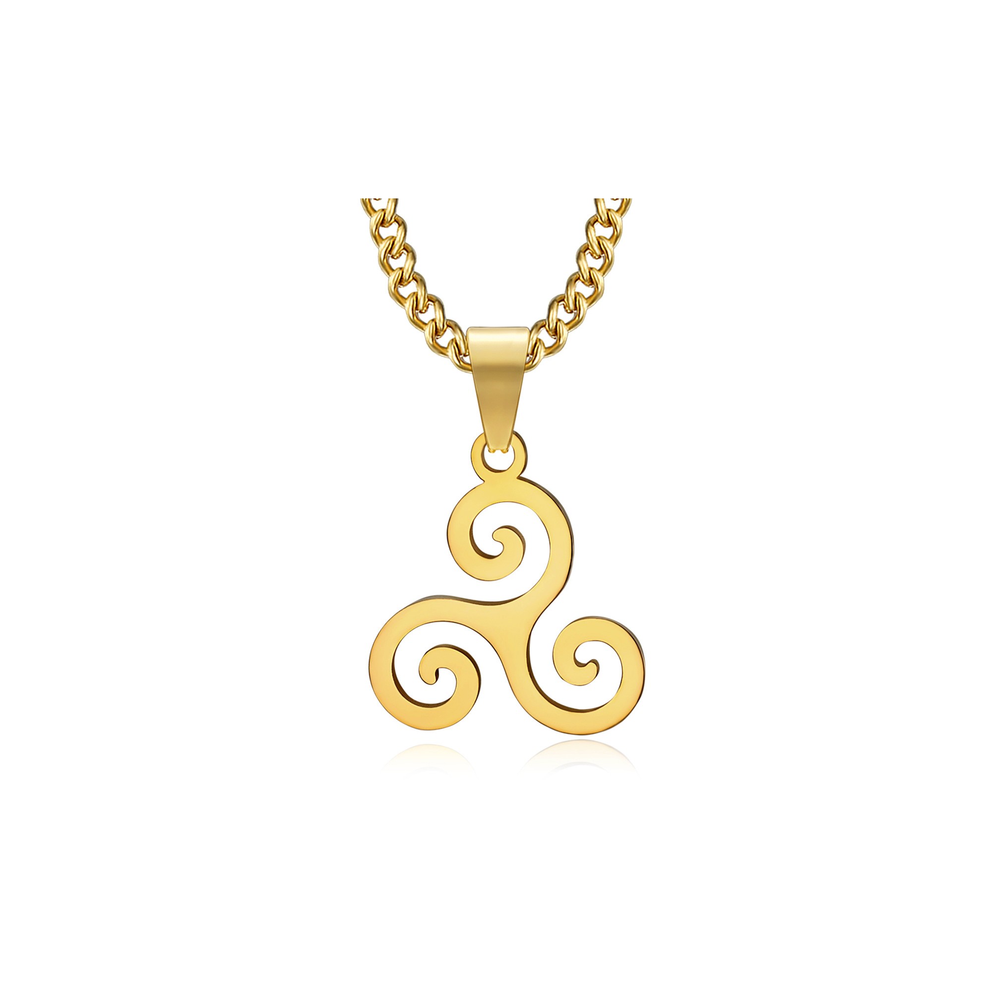 Breton jewel | Triskel pendant Celtic necklace Steel and Gold