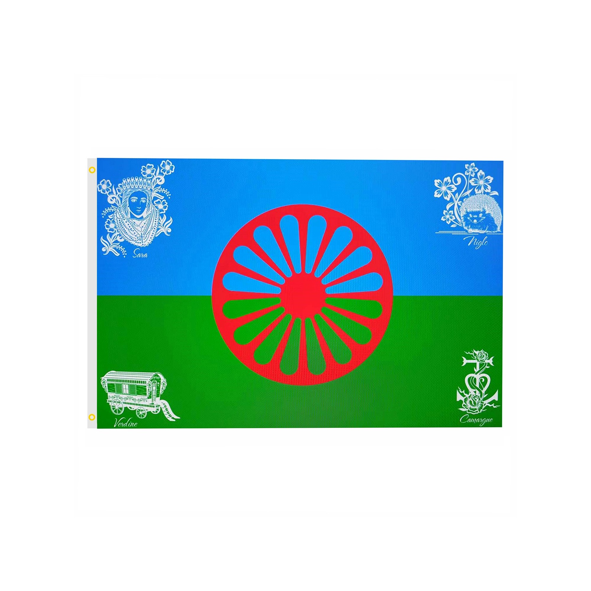 Drapeau rom Grand modèle 150 x 90cm