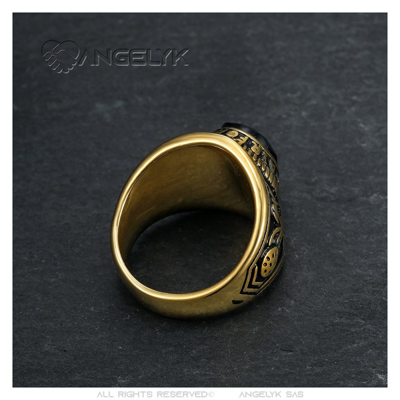 BOBIJOO Jewelry - Signet Ring Army USA Air Force Black Gold - 19,90