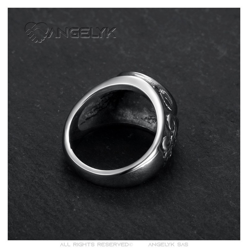 Fleur de lys Templar cross ring 316l stainless steel