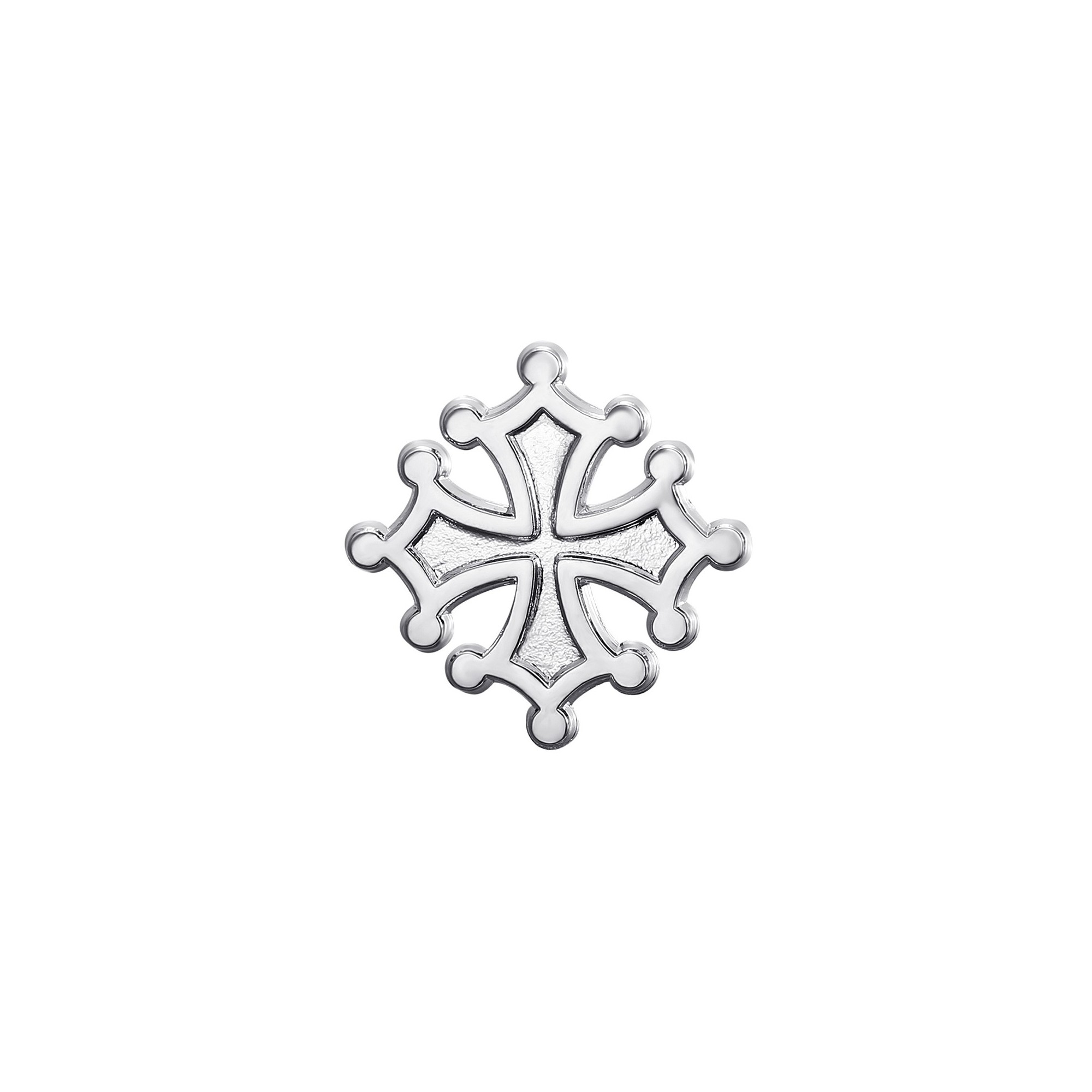 Silver Occitane Cross lapel pin
