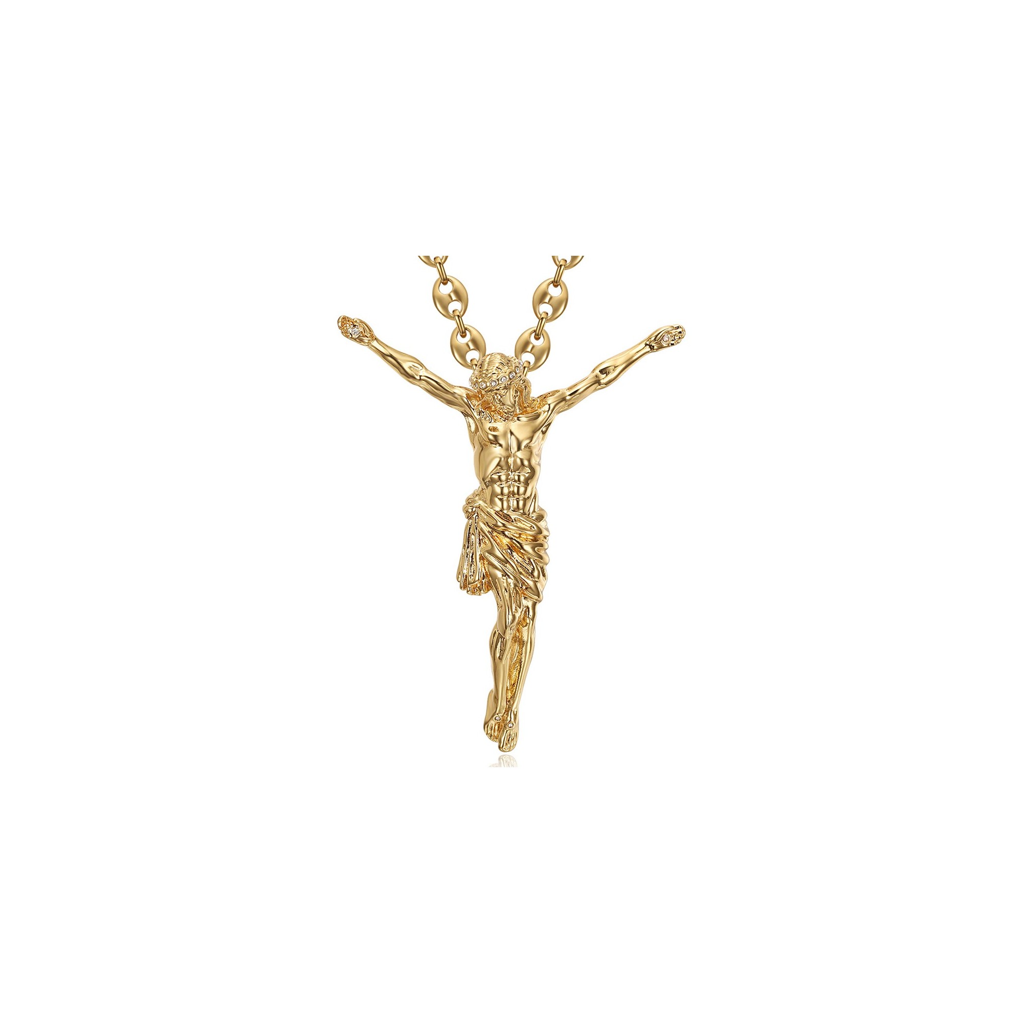 Grand pendentif du seigneur Christ sans croix Acier et Or