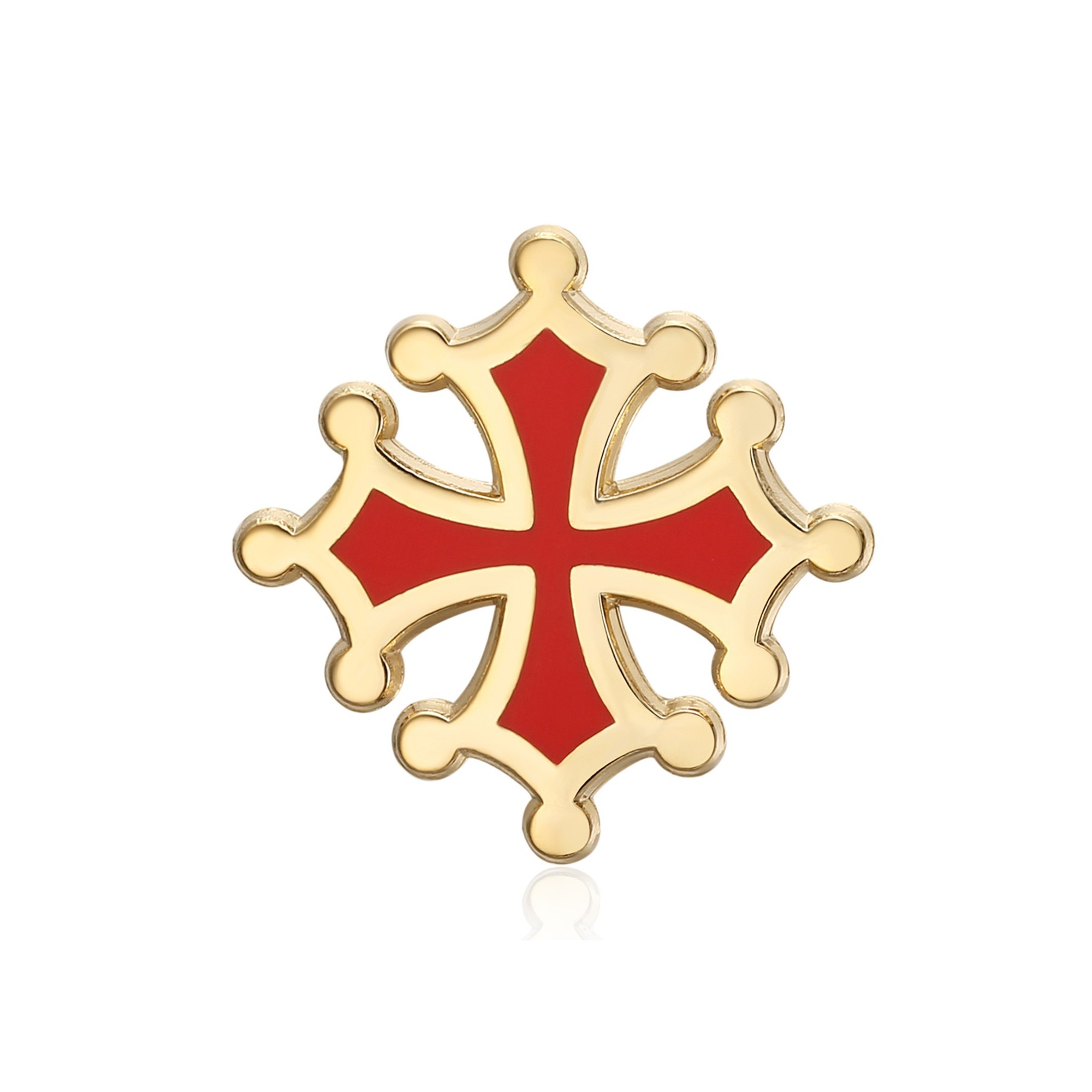 Pin’s Croix Occitane du Languedoc - Or et Émail Rouge