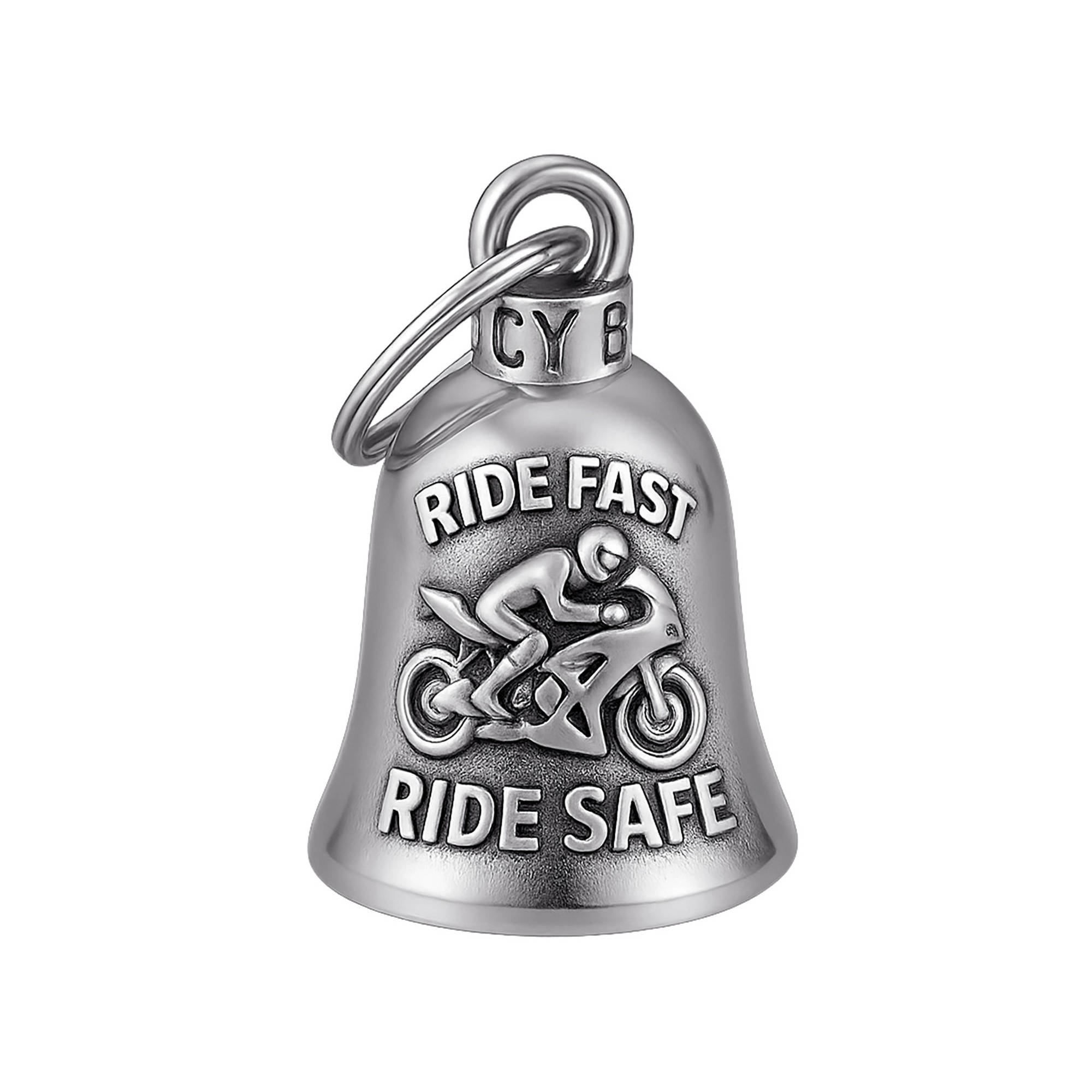 Timbre moto Ride Fast Ride Safe plata | MocyBell
