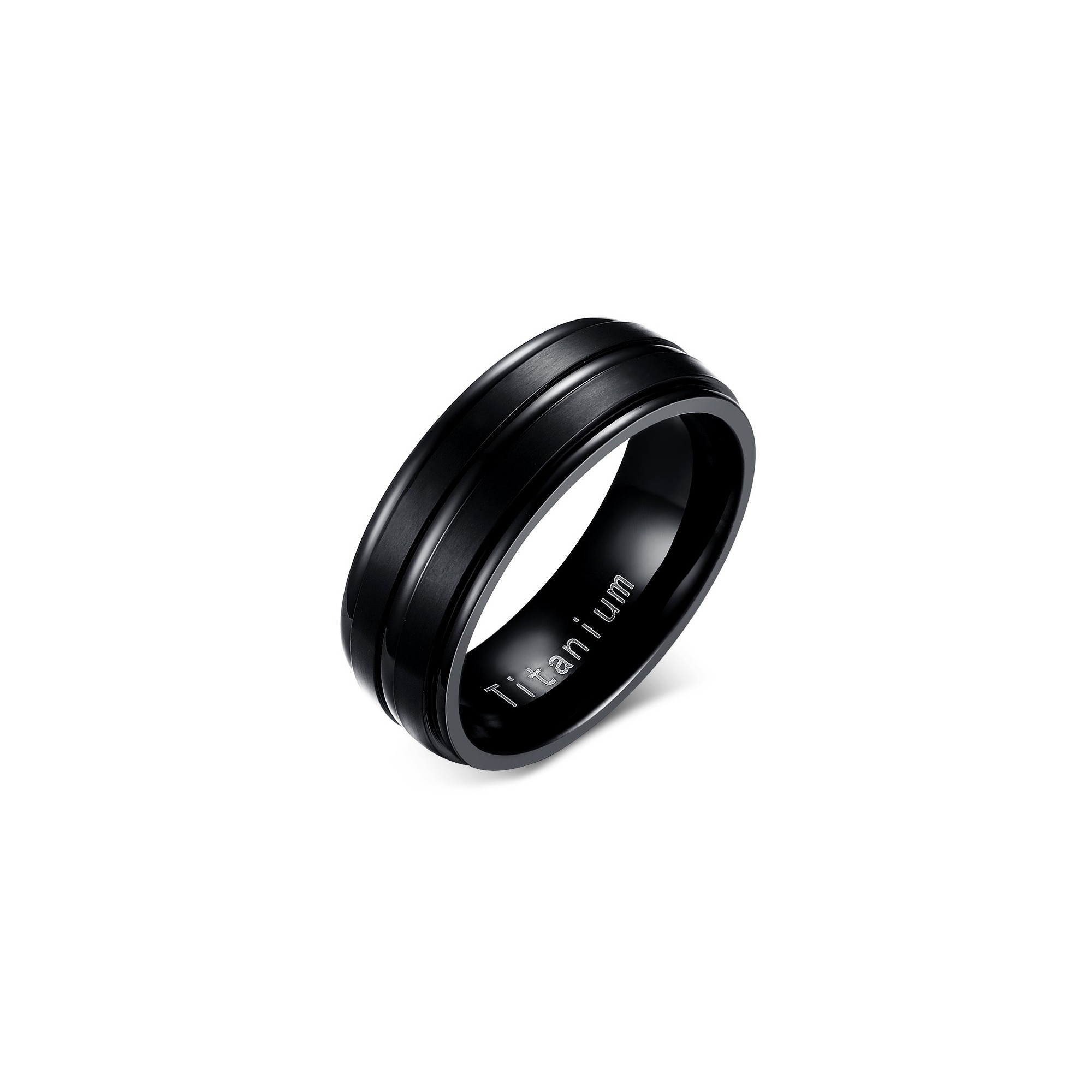 BOBIJOO Jewelry - Ring Alliance Titanium Engraved Black Matte and Shiny ...