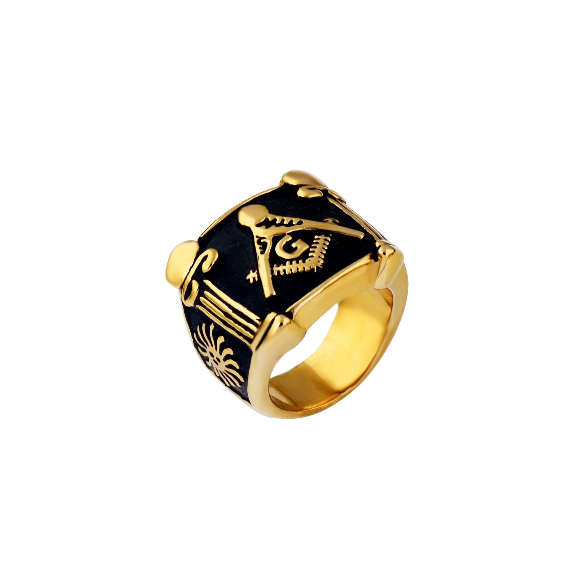 BOBIJOO Jewelry - Ring Signet Masonic Frank Mason Gold and Black ...