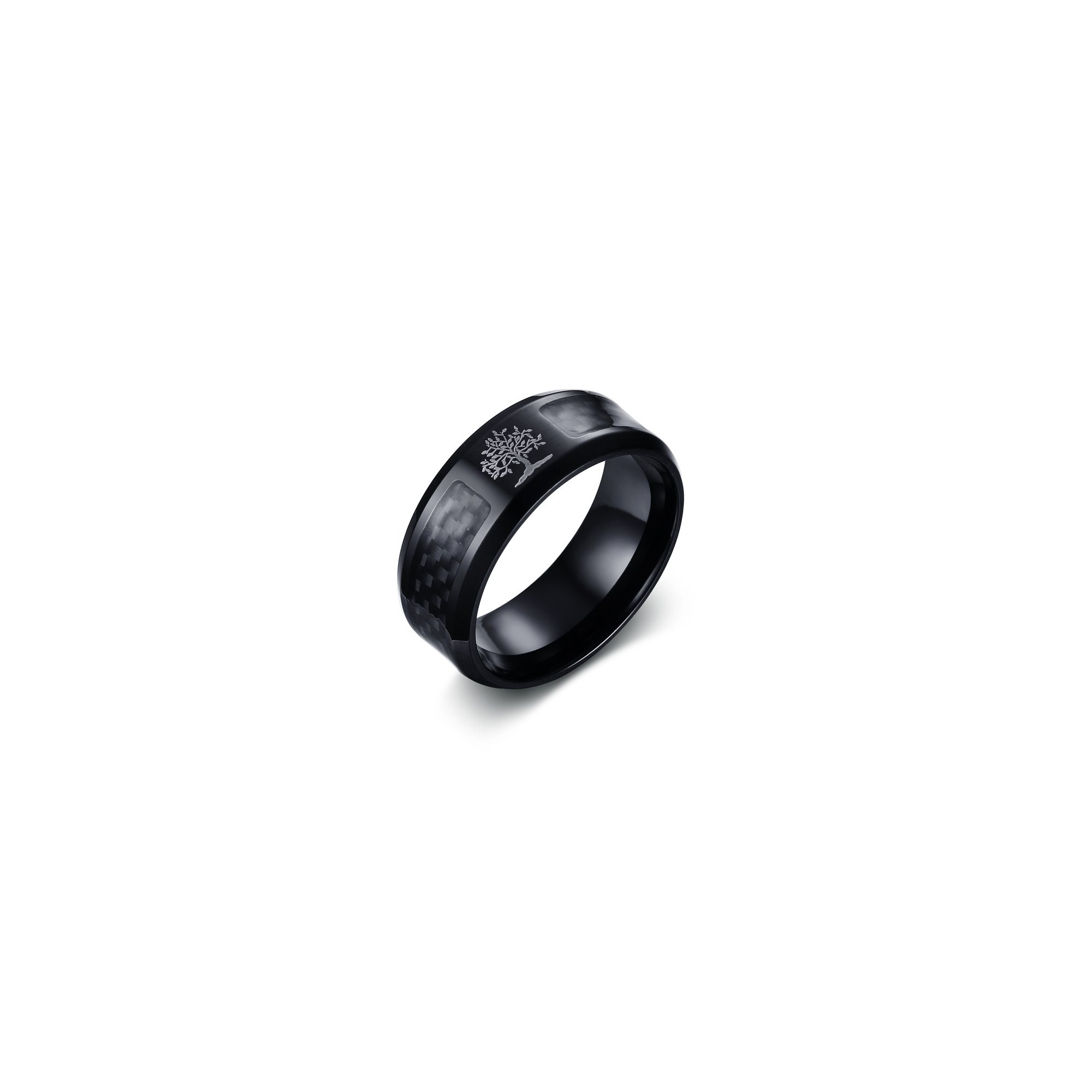 BOBIJOO Jewelry - Alliance Ring Ring of Black Carbon on the Tree of ...