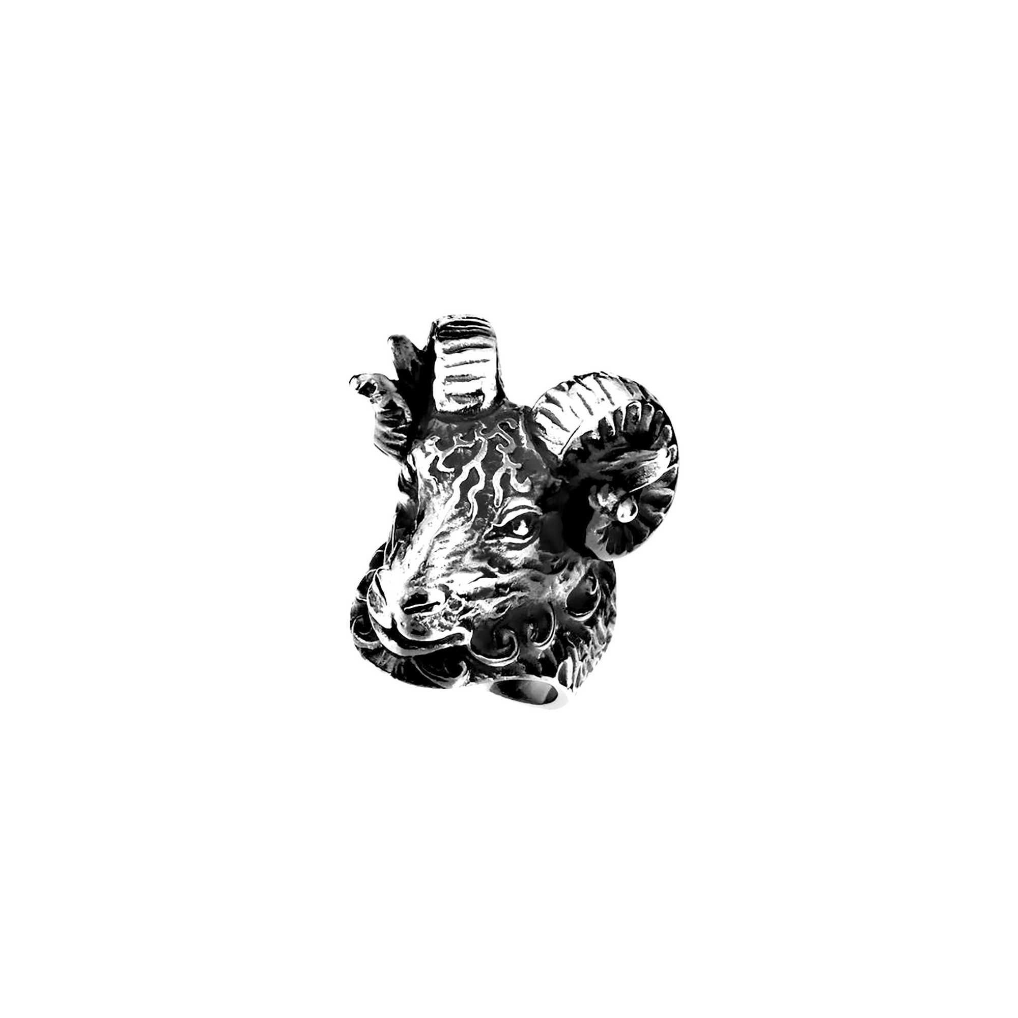 BOBIJOO Jewelry - Ring Signet ring a Ram-headed Man Steel Man - 17,90